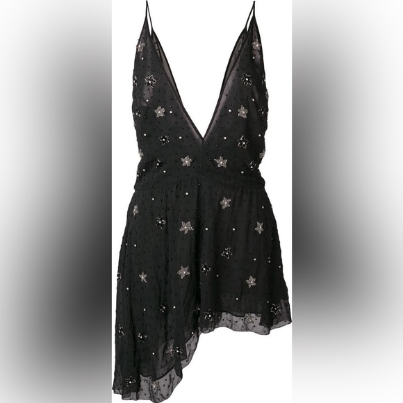 AMIRI | Dresses | Amiri Spring 29 Black Hand Beaded 100 Silk ...